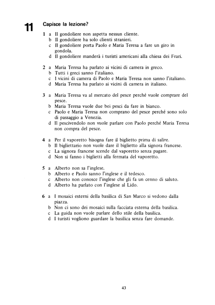 Linguaphone Italian Course Level 2 Lesson 11 Written Exercises ...