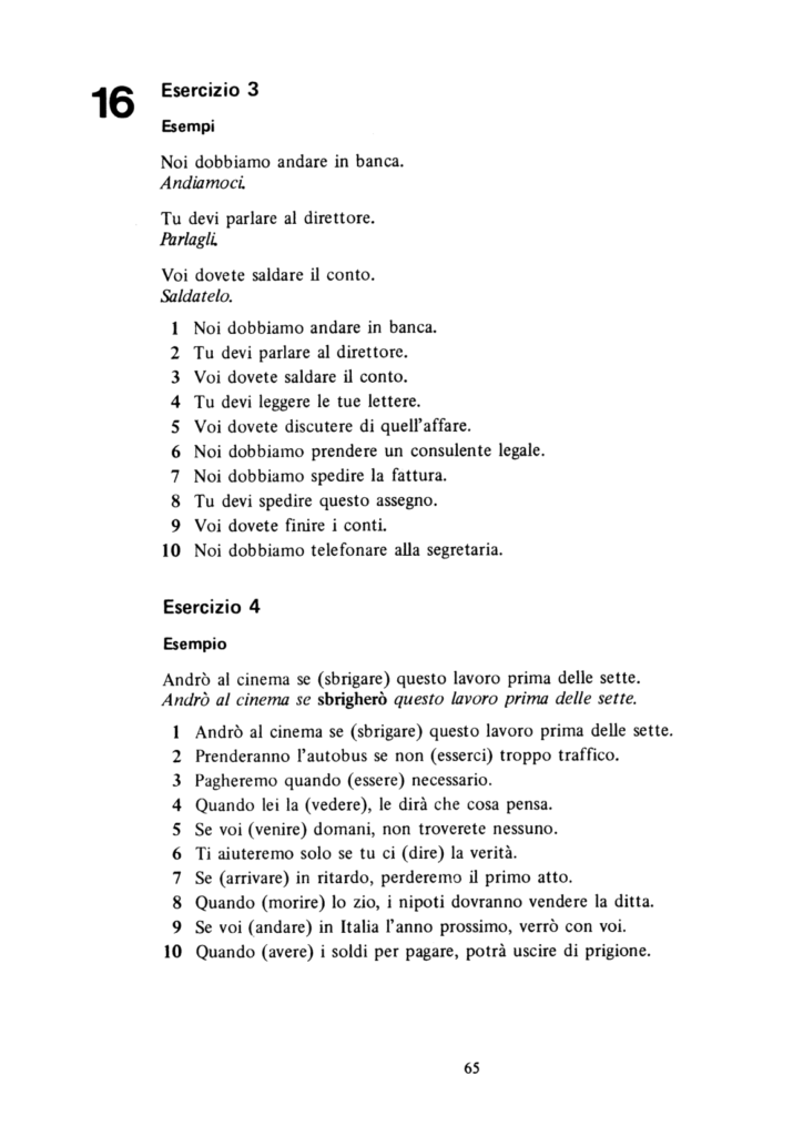 Linguaphone Italian Course Level 2 Lesson 16 Written Exercises ...