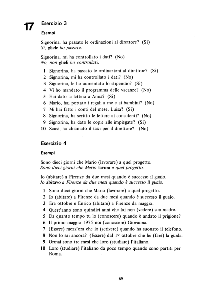 Linguaphone Italian Course Level 2 Lesson 17 Written Exercises ...