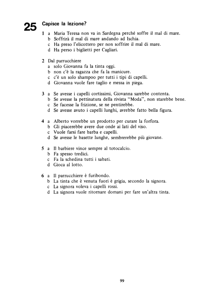 Linguaphone Italian Course Level 3 Lesson 25 Written Exercises ...